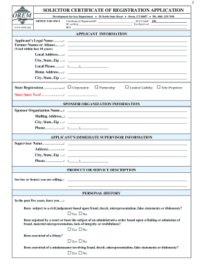 Fillable Online SOLICITOR CERTIFICATE OF REGISTRATION APPLICATION Fax ...