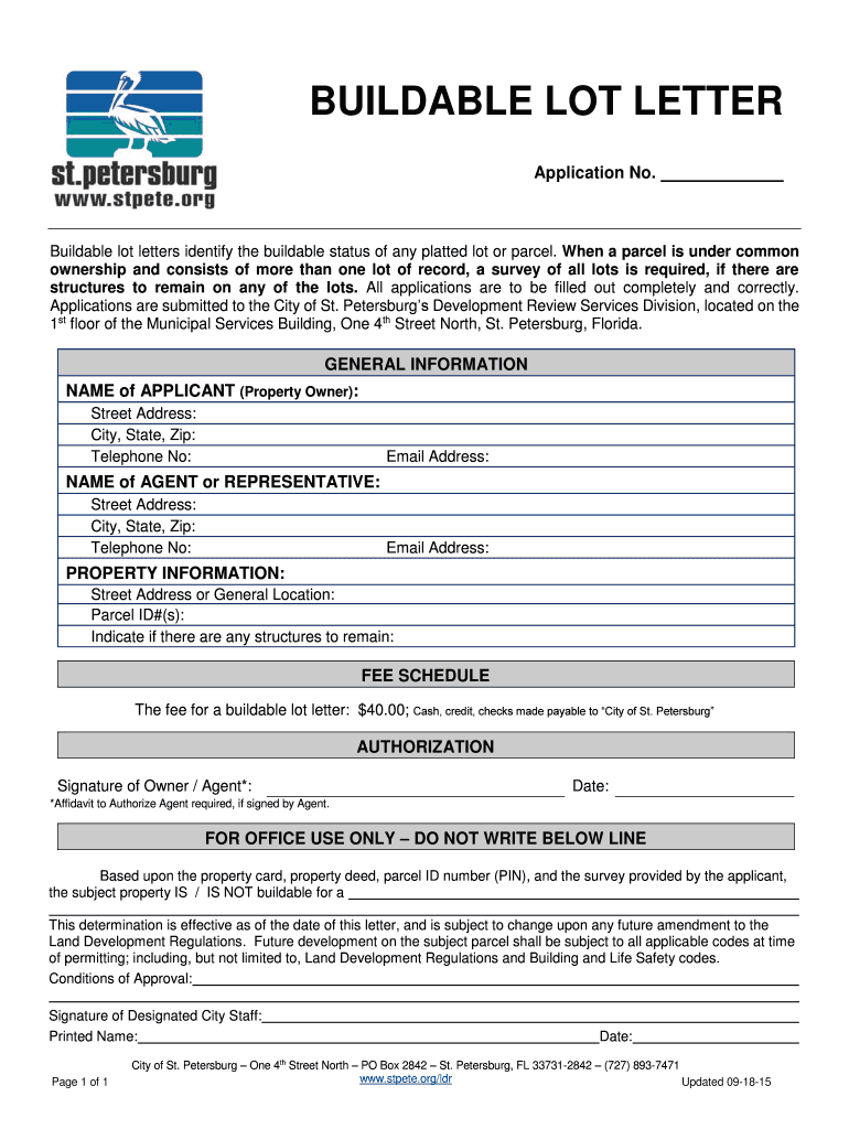Fillable Online BUILDABLE LOT LETTER Fax Email Print - pdfFiller