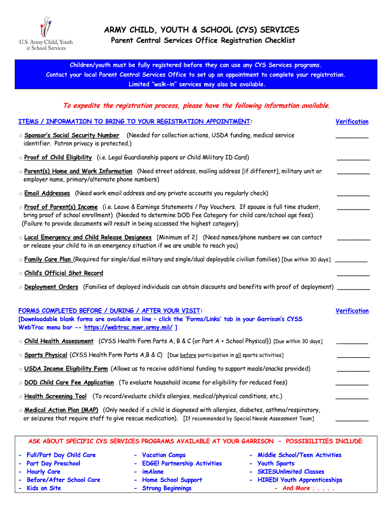 Fillable Online Children/youth must be fully registered before they can ...