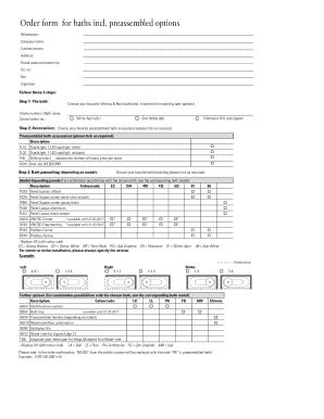 Fillable Online Order form for baths incl Fax Email Print - pdfFiller