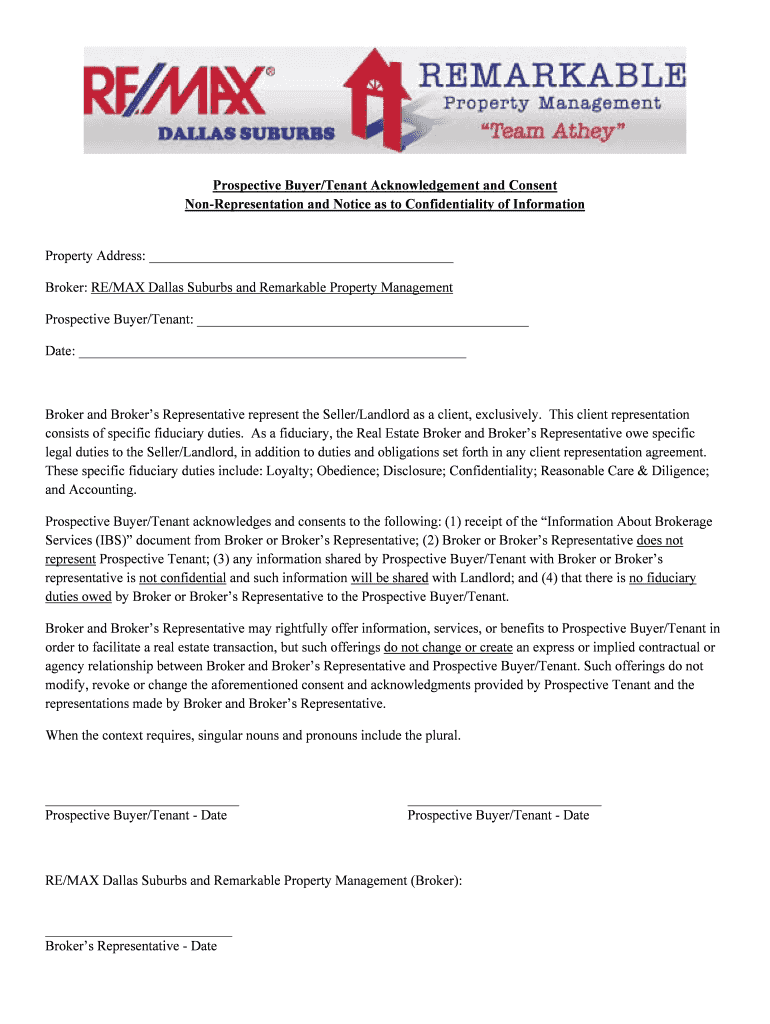 Fillable Online Prospective Buyer/Tenant Acknowledgement and Consent ...