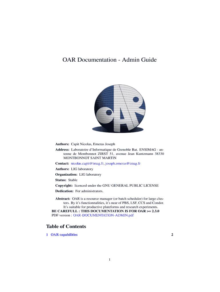 Fillable Online OAR Documentation - Admin Guide Fax Email Print - pdfFiller