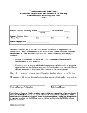 Fillable Online Standard or Supplemental Safe Prisons/PREA Training Fax ...