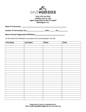 Fillable Online Save HUD 202 Rally Fax Email Print - pdfFiller