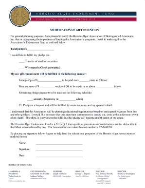 Fillable Online NOTIFICATION OF GIFT INTENTION Fax Email Print - pdfFiller