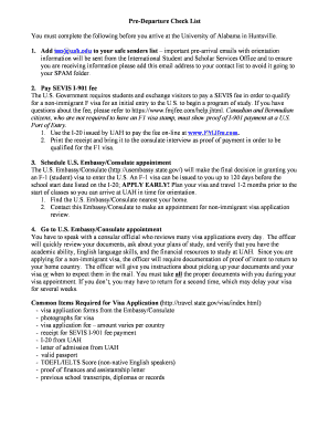 Fillable Online Pre-Departure Check List Fax Email Print - pdfFiller