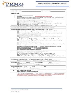 Fillable Online Wholesale Back to Work Checklist Fax Email Print ...
