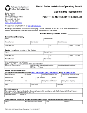 Fillable Online Rental Boiler Installation Operating Permit Fax Email ...