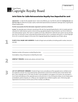 Fillable Online Information for Filing Printable Joint Cable Claims to ...