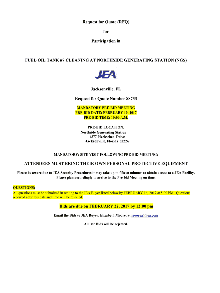 Fillable Online FUEL OIL TANK #7 CLEANING AT NORTHSIDE GENERATING ...