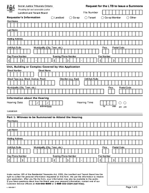 Fillable Online Request for the LTB to Issue a Summons Fax Email Print ...