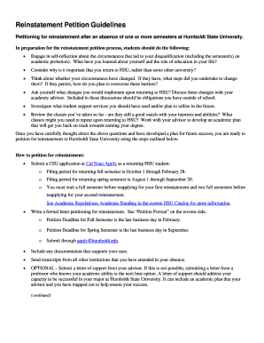 Fillable Online Reinstatement Petition Guidelines Fax Email Print ...