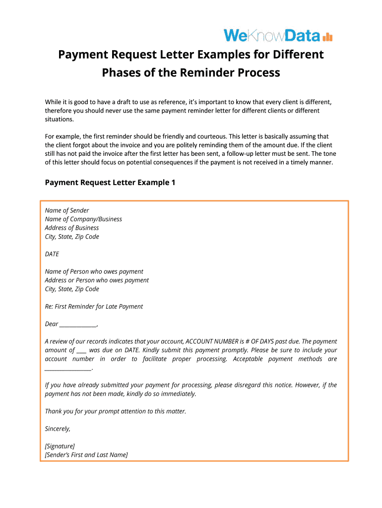 Fillable Online Payment Request Letter Examples for Different Fax Email ...