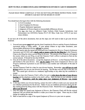 Fillable Online HOW TO FILE AN IRRECONCILABLE DIFFERENCES DIVORCE CASE ...