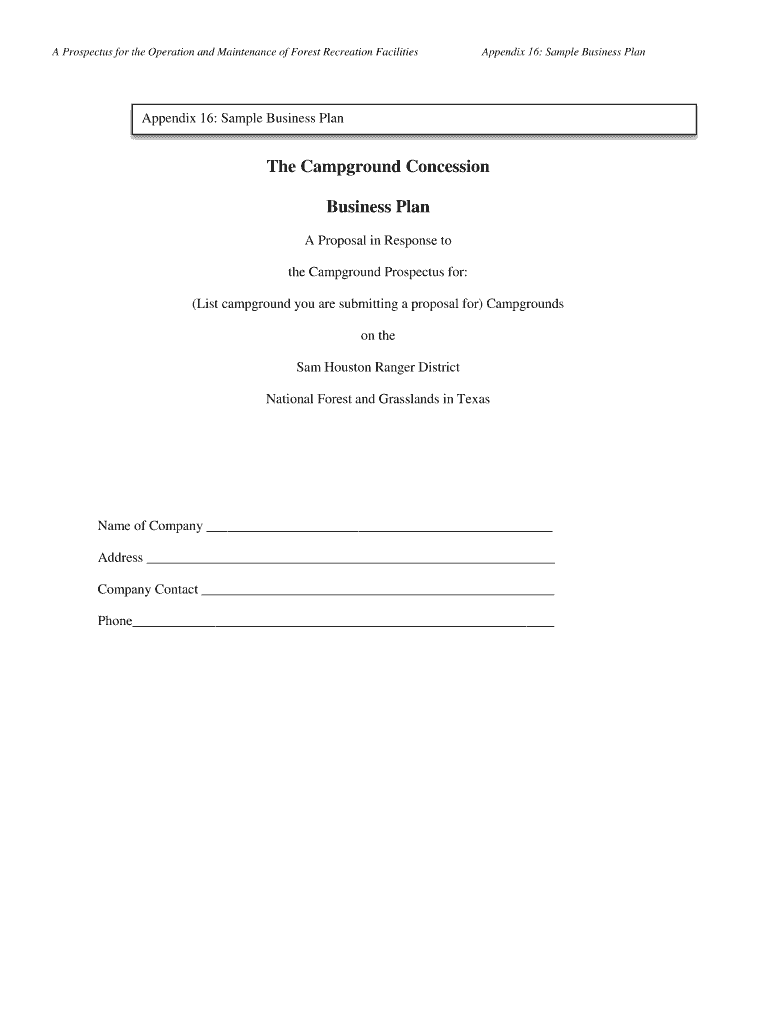 Fillable Online Appendix 16: Sample Business Plan Fax Email Print ...