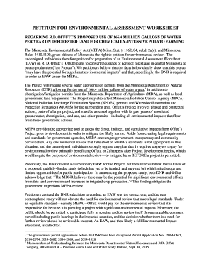 Fillable Online PETITION FOR ENVIRONMENTAL ASSESSMENT WORKSHEET Fax ...
