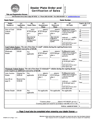Fillable Online Dealer Plate Order and Fax Email Print - pdfFiller