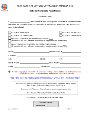 Fillable Online National Candidate Registration Fax Email Print - pdfFiller