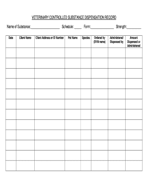 Fillable Online VETERINARY CONTROLLED SUBSTANCE DISPENSATION RECORD Fax ...