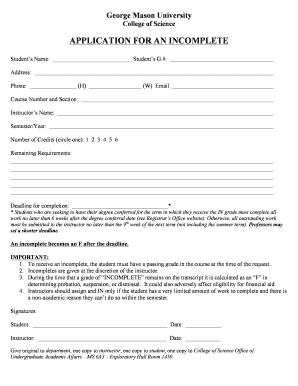 Fillable Online cos gmu COS-Incomplete Application.docx Fax Email Print ...