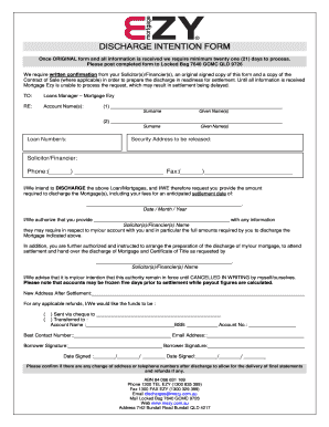Fillable Online DISCHARGE INTENTION FORM Fax Email Print - pdfFiller