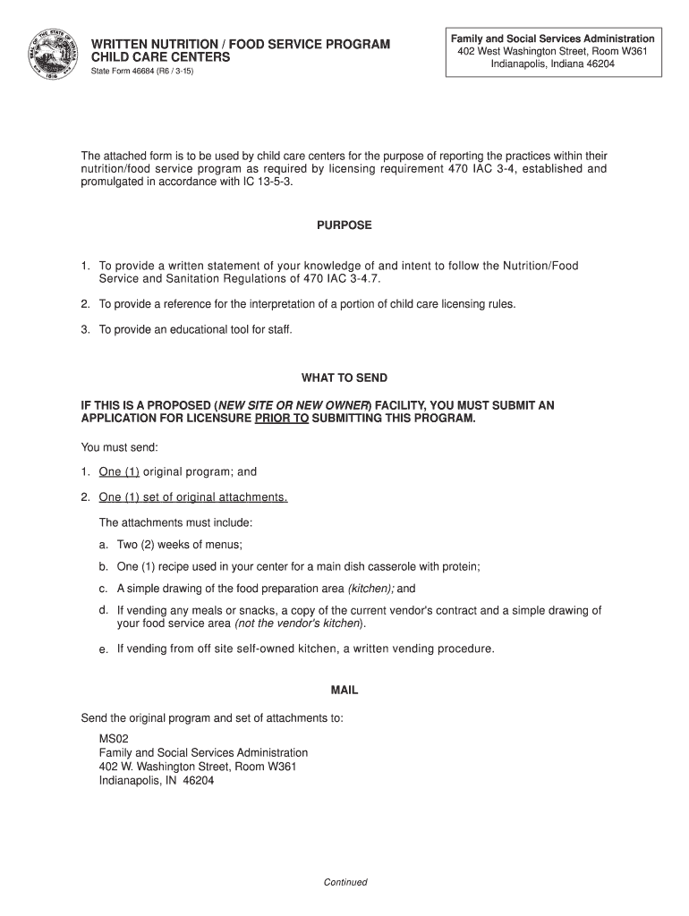 Fillable Online WRITTEN NUTRITION / FOOD SERVICE PROGRAM Fax Email ...