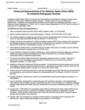 Fillable Online Duties and Responsibilities of the Radiation Safety ...