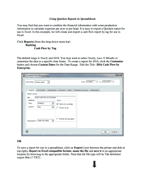 Fillable Online Using Quicken Reports in Spreadsheets Fax Email Print ...