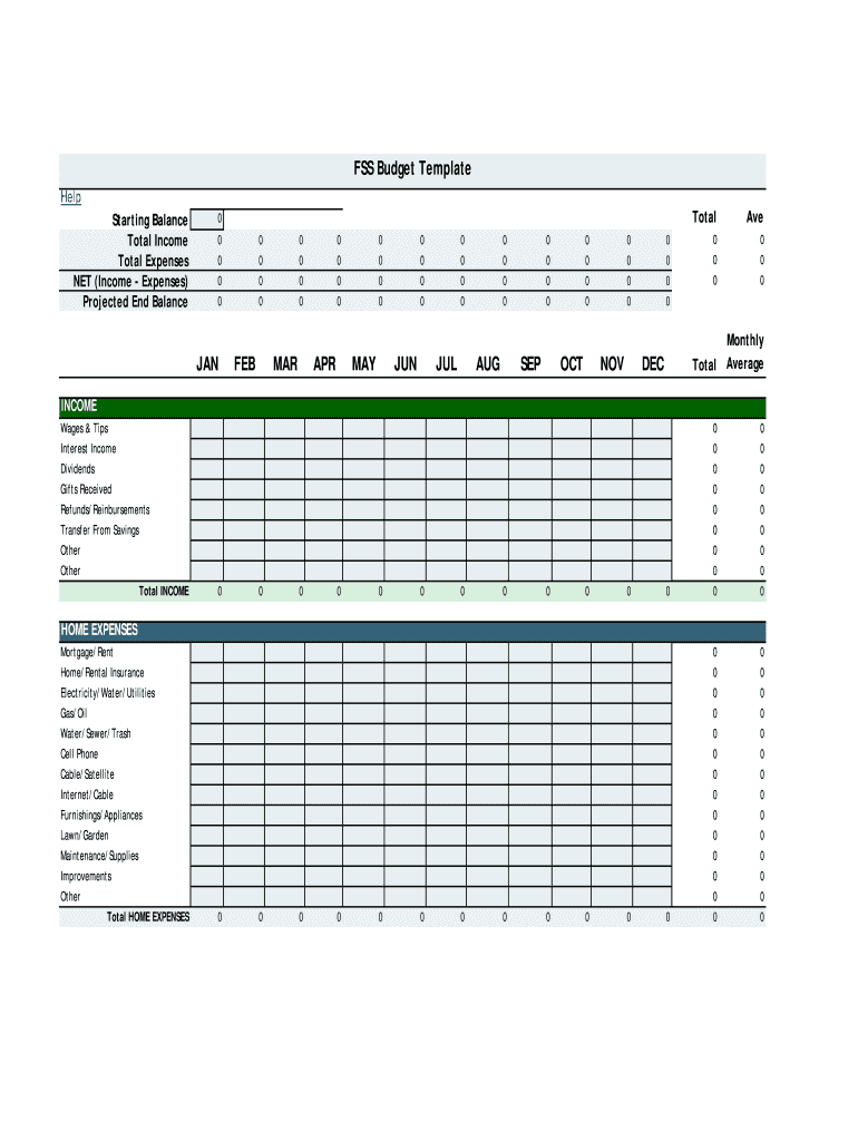 Fillable Online FSS Budget Template Fax Email Print - pdfFiller
