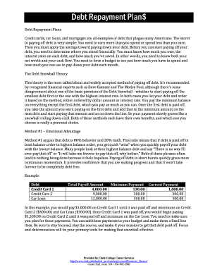 Fillable Online Debt Repayment Plan$ Fax Email Print - pdfFiller