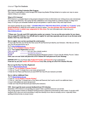 Fillable Online Criterion Tips For Students Fax Email Print - pdfFiller