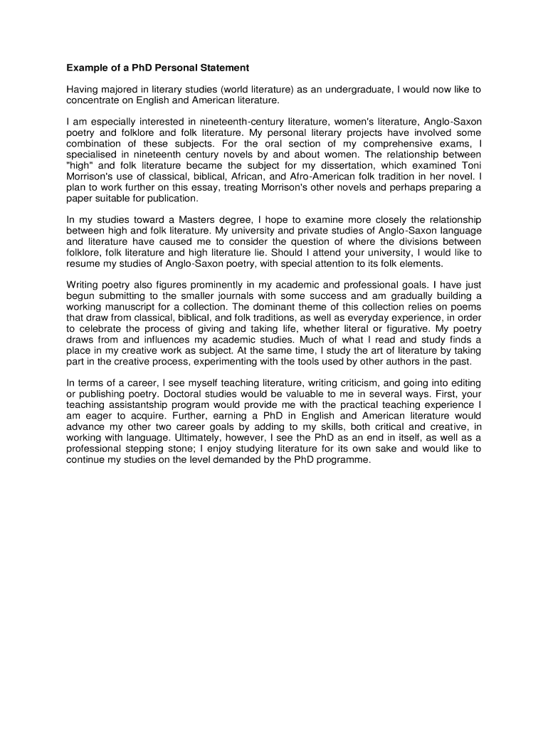 Fillable Online phd personal statement Fax Email Print - pdfFiller