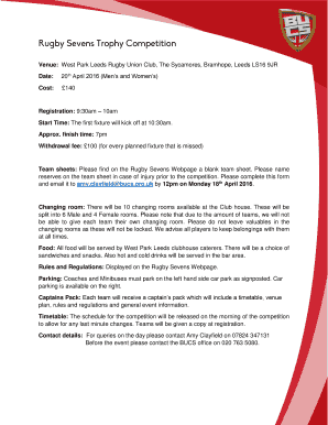 Fillable Online Venue: West Park Leeds Rugby Union Club, The Sycamores ...