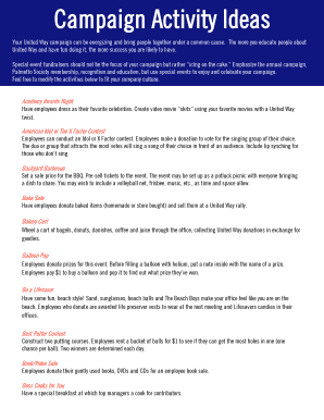 Fillable Online Campaign Activity Ideas Fax Email Print - pdfFiller