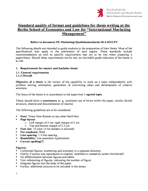 Fillable Online Standard quality of format and guidelines for thesis ...