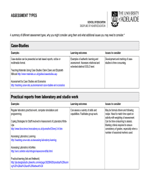 Fillable Online ASSESSMENT TYPES Fax Email Print - pdfFiller
