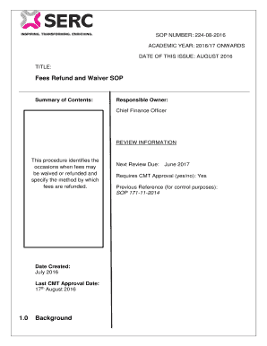 Fillable Online Fees Refund and Waiver SOP Fax Email Print - pdfFiller