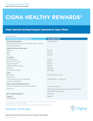 Fillable Online Vision Network Savings Program powered by Cigna Vision ...