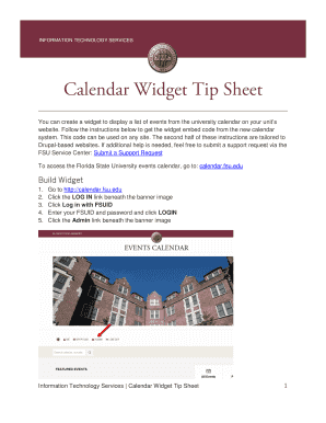 Fillable Online Calendar Widget Tip Sheet Fax Email Print - pdfFiller