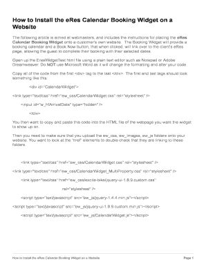 Fillable Online How to Install the eRes Calendar Booking Widget on a ...