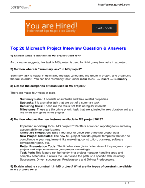 Fillable Online Top 20 Microsoft Project Interview Question & Answers ...