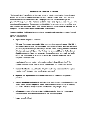 Fillable Online HONORS PROJECT PROPOSAL GUIDELINES Fax Email Print ...