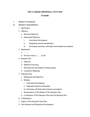 Fillable Online NSF CAREER PROPOSAL OUTLINE Fax Email Print - pdfFiller