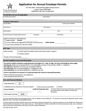 Fillable Online Annual Envelope Permits Application Fax Email Print ...