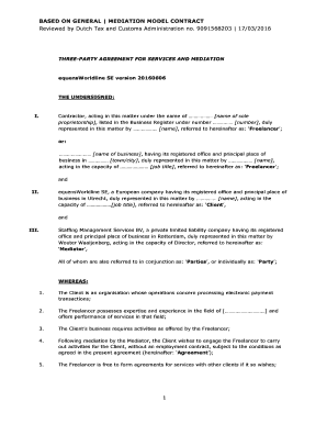 Fillable Online BASED ON GENERAL MEDIATION MODEL CONTRACT Fax Email ...