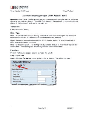 Fillable Online Automatic Clearing of Open GR/IR Account Items Fax ...