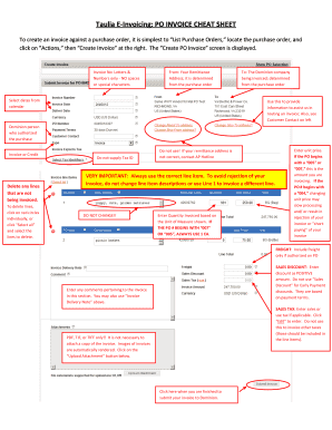 Fillable Online Taulia E-Invoicing: PO INVOICE CHEAT SHEET Fax Email ...