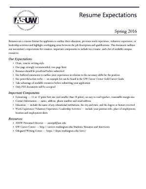 Fillable Online Resume Expectations Fax Email Print - pdfFiller