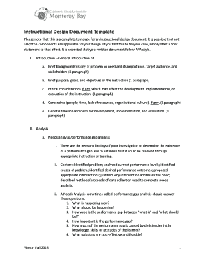 Fillable Online Instructional Design Document Template Fax Email Print ...