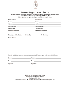 Fillable Online Lease Registration Form Fax Email Print - pdfFiller